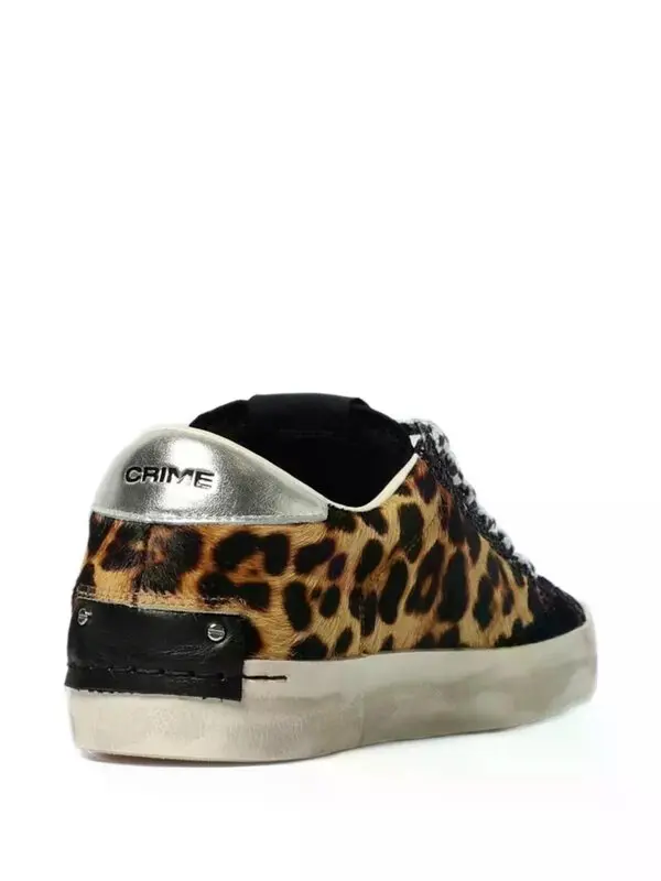 CRIME LONDON Distressed Leopard-print Sneakers