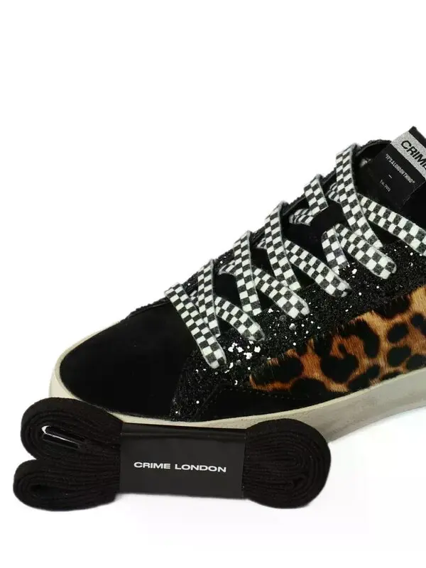 CRIME LONDON Distressed Leopard-print Sneakers