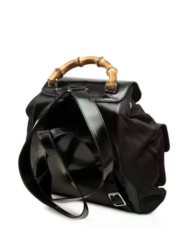 Gucci 20th Century Large Nylon Bamboo Drawstring Backpack