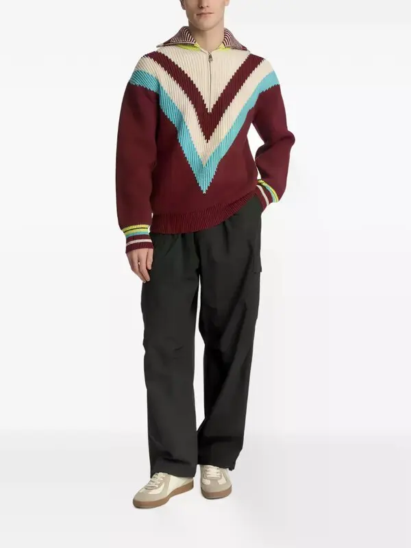 Malo Origins Ski Chevron-pattern Quarter-zip Sweater
