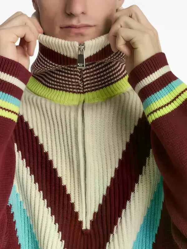 Malo Origins Ski Chevron-pattern Quarter-zip Sweater