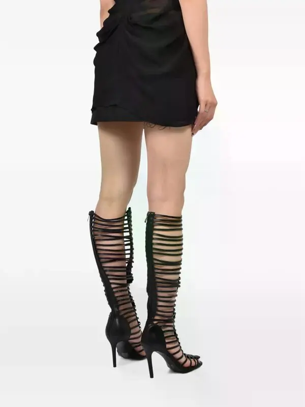 ROOM SERVICE Leather-appliqué Handcrafted Mini Skirt