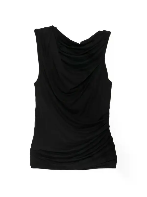 ENTIRE STUDIOS Draped-neck Sleeveless Top - Black