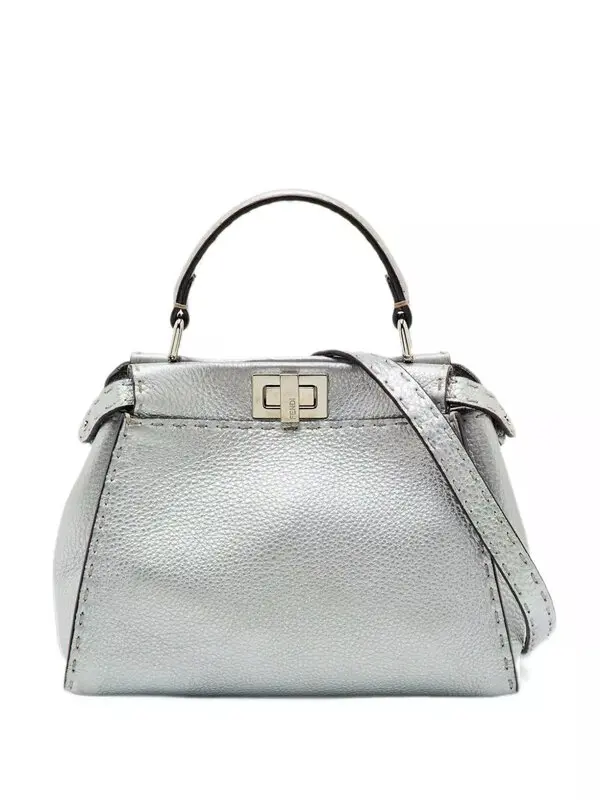 Fendi 2016 Mini Selleria Peekaboo Tote Bag - Silver