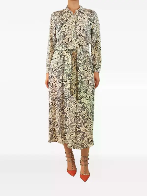 Max Mara Floral-print Belted Midi Dress