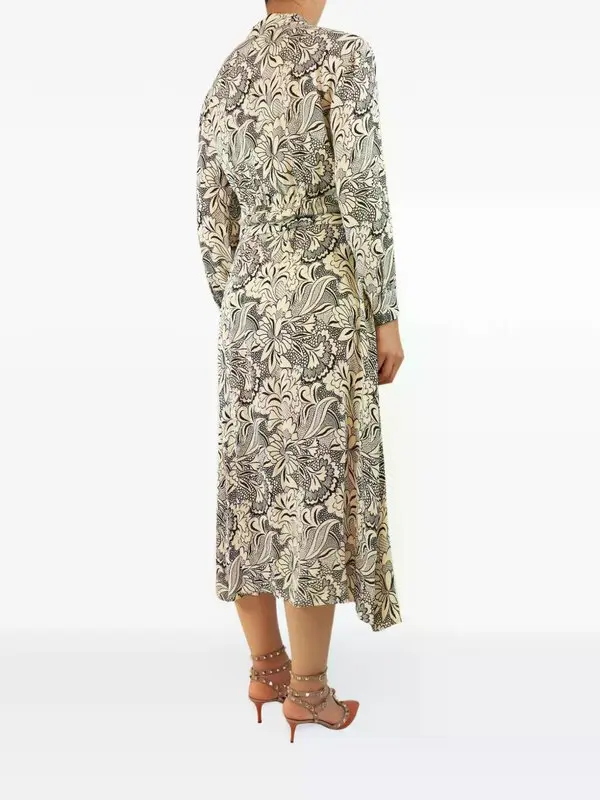 Max Mara Floral-print Belted Midi Dress