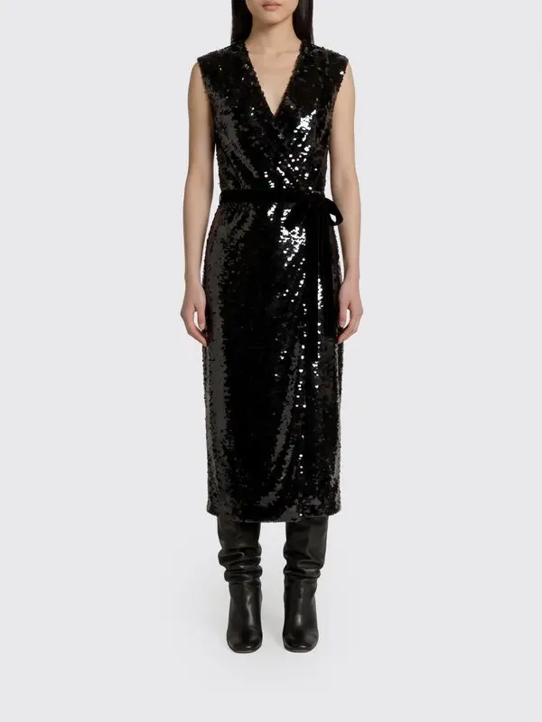 Alberta Ferretti Sleeveless Sequin Wrap Midi Dress