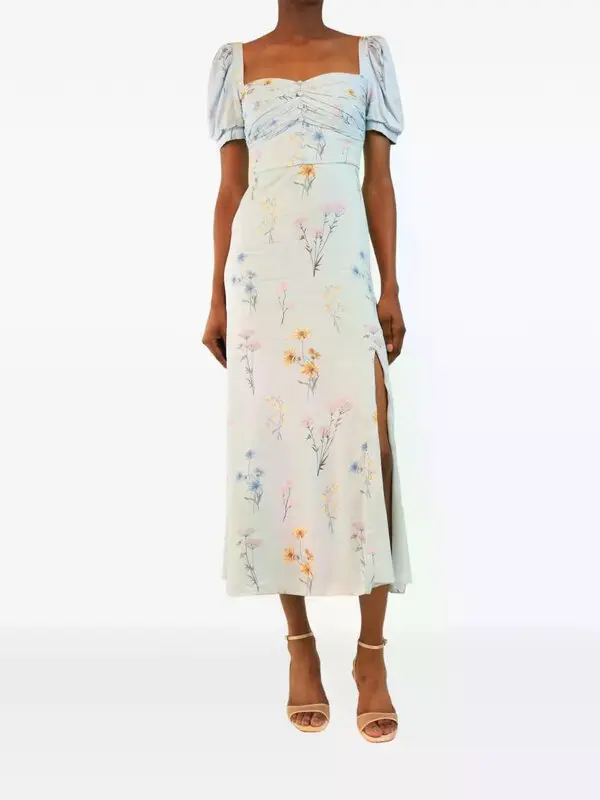 SELF-PORTRAIT Floral-print Ruched Midi Dress