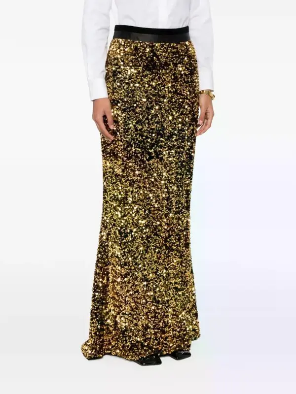 STYLAND Sequin-embellished Stretch-design Maxi Skirt