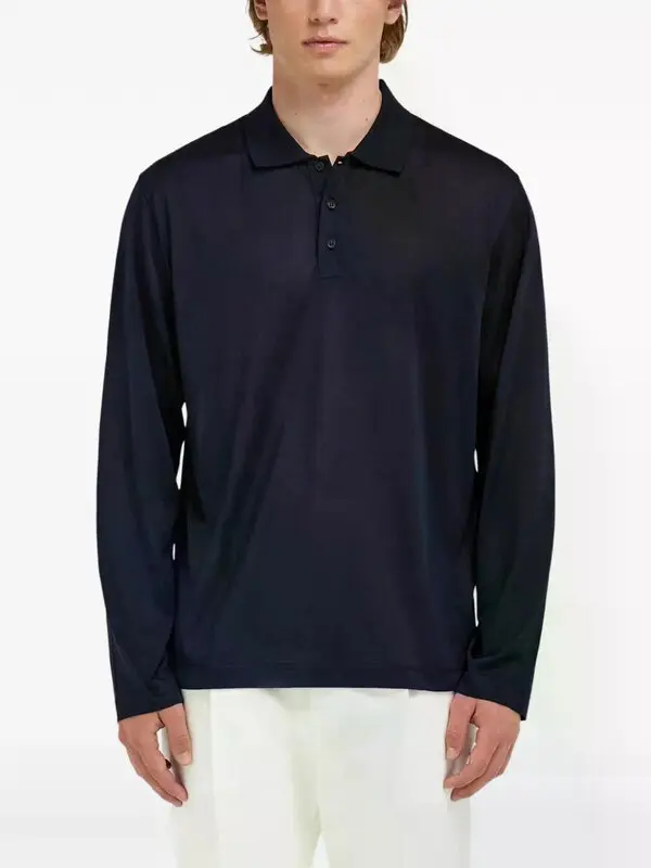 FERRAGAMO Long-sleeved Silk Polo Shirt