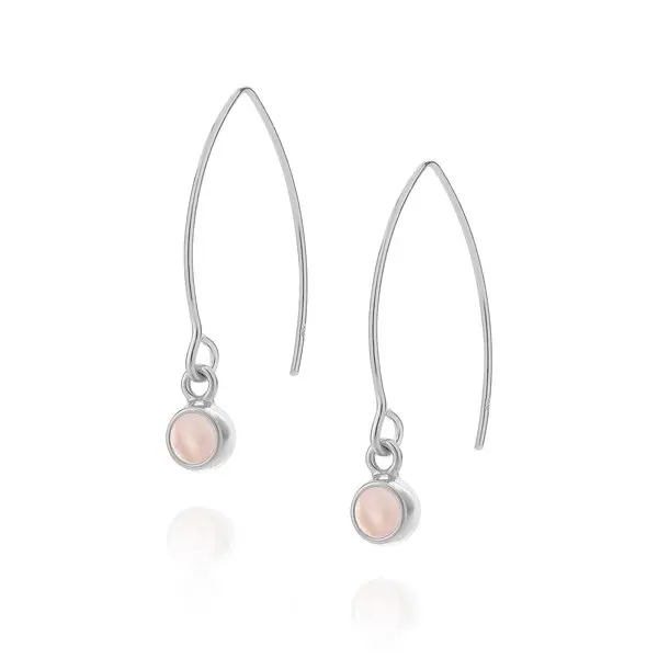 NELLOU JEWELLERY Rose Quartz Gem Dot Arc Earrings Sterling - Silver