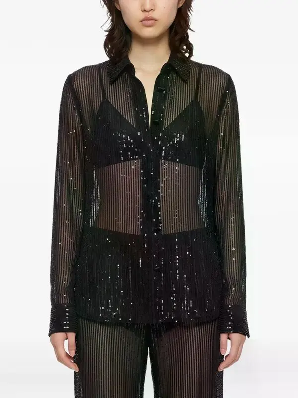 Andamane Sequin-embellished Sheer Shirt
