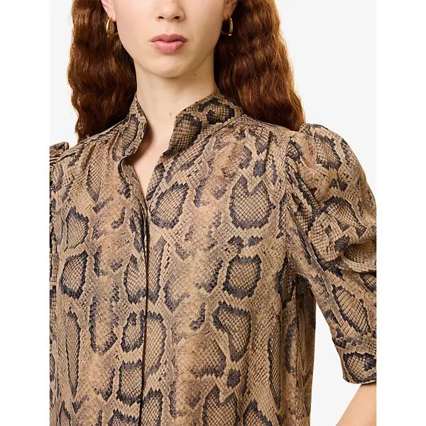 FRAME The Gillian Snake-print Silk Top