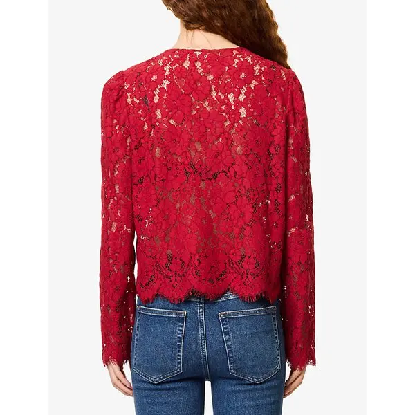 FRAME Scalloped-hem Lace Blouse