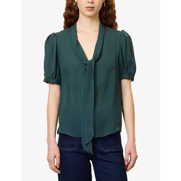 FRAME The Sonnet Short-sleeve Silk Blouse
