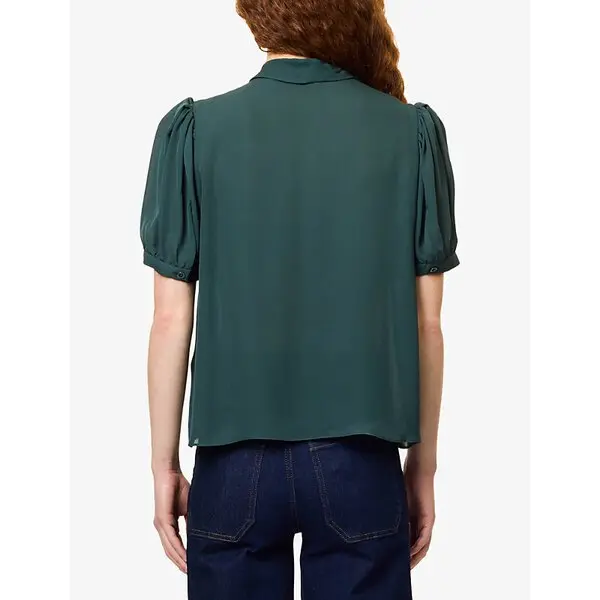 FRAME The Sonnet Short-sleeve Silk Blouse