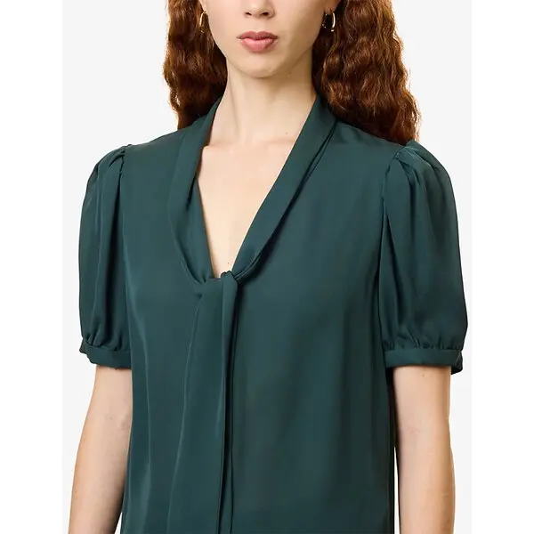 FRAME The Sonnet Short-sleeve Silk Blouse