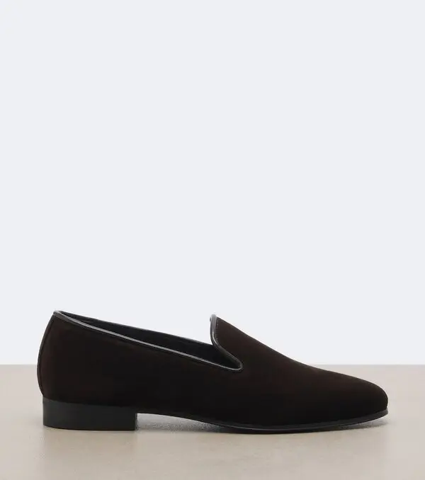 THE ROW Marc Leather-trimmed Velvet Loafers