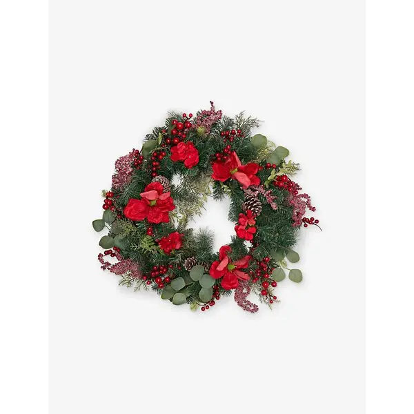 SELFRIDGES Magnolia Berry Pinecone Christmas Wreath 76cm
