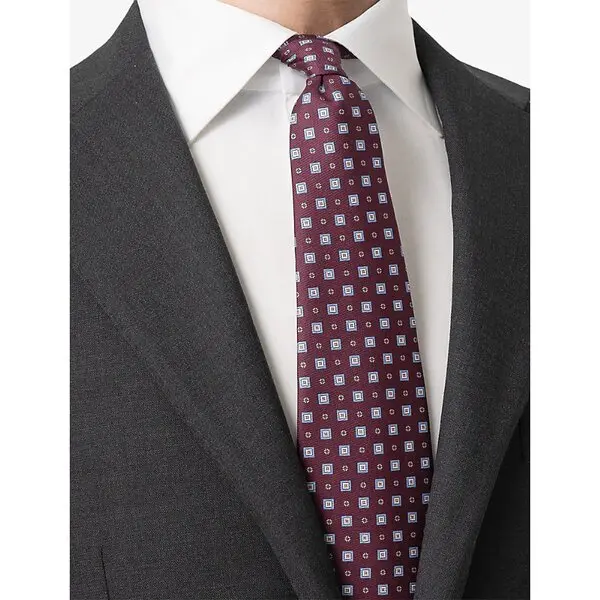 Eton Medallion Floral-print Silk Tie - Dark Red