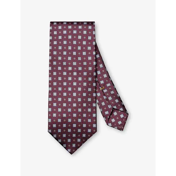 Eton Medallion Floral-print Silk Tie - Dark Red