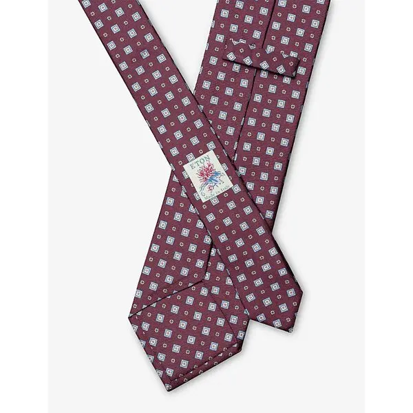 Eton Medallion Floral-print Silk Tie - Dark Red