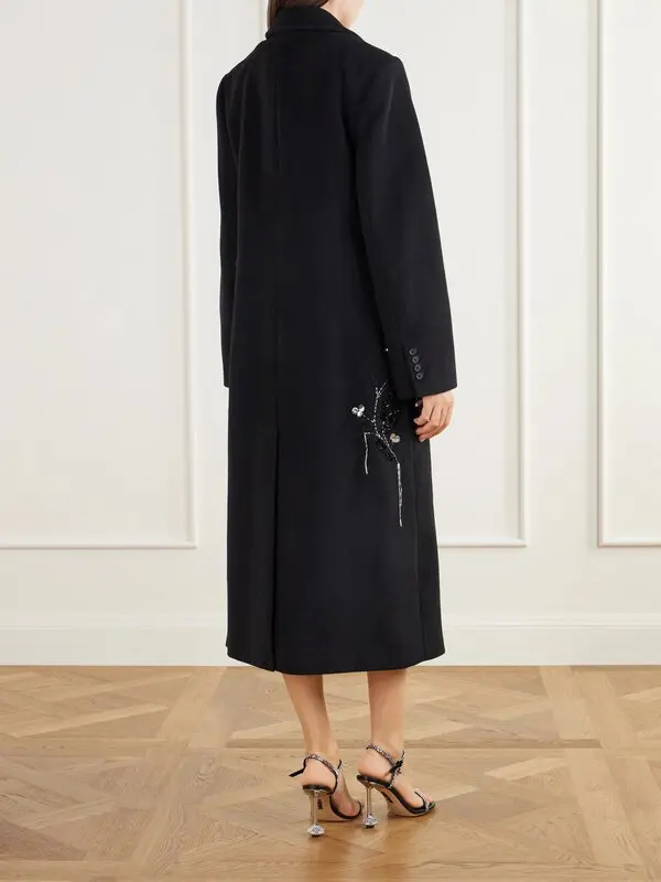Simkhai Gianni Bead-embellished Double-breasted Wool-blend Felt Coat