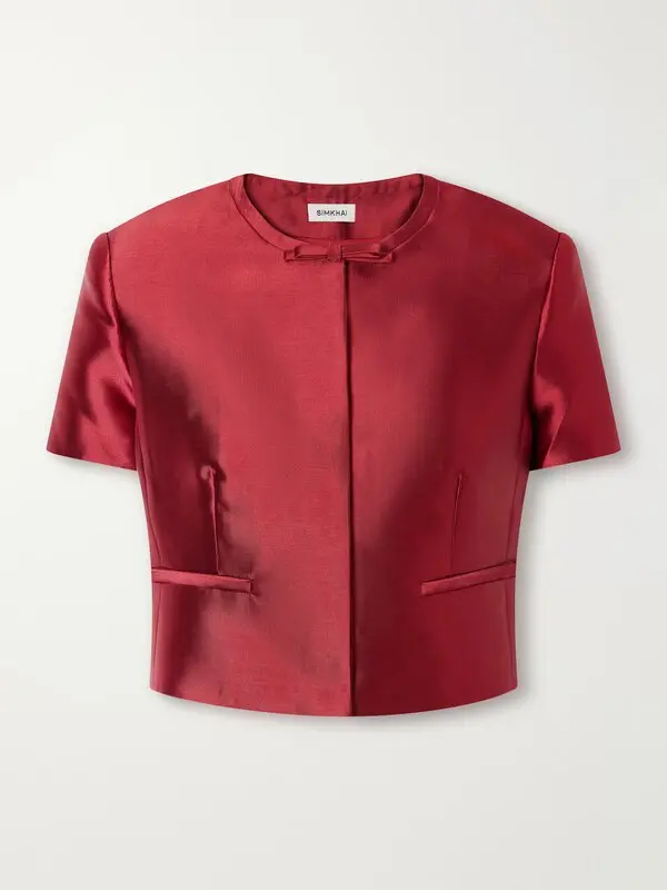 Simkhai Naelle Bow-detail Cropped Satin Blouse