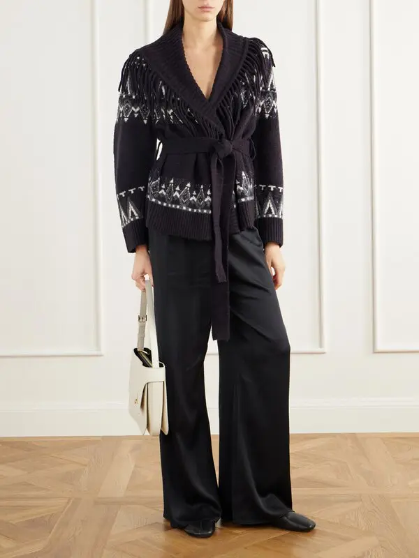 Simkhai Anaise Fringed Fair Isle Wool-blend Cardigan