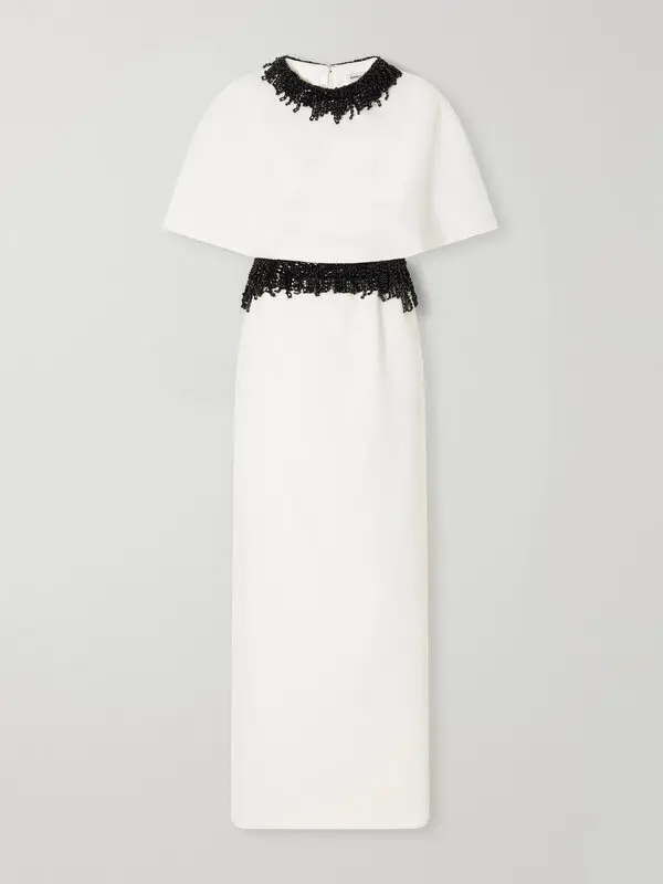 Simkhai Vantrel Cape-effect Bead-embellished Cady Gown