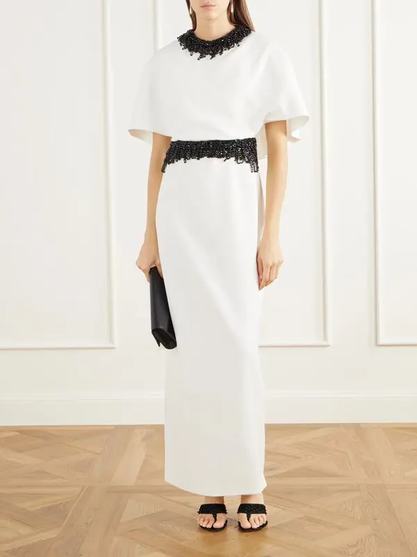 Simkhai Vantrel Cape-effect Bead-embellished Cady Gown