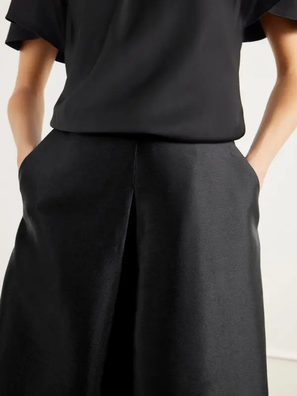 Simkhai Vexa Pleated Duchess-satin Midi Skirt