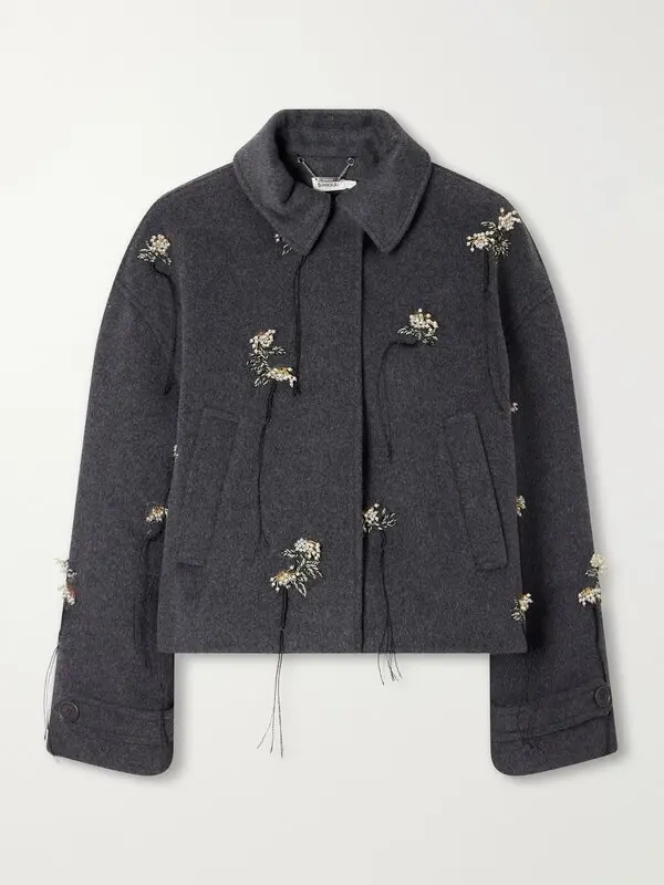 Simkhai Katya Bead-embellished Embriodered Wool-blend Felt Jacket