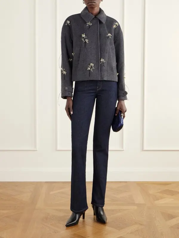 Simkhai Katya Bead-embellished Embriodered Wool-blend Felt Jacket