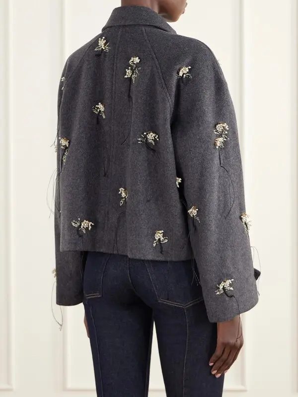 Simkhai Katya Bead-embellished Embriodered Wool-blend Felt Jacket