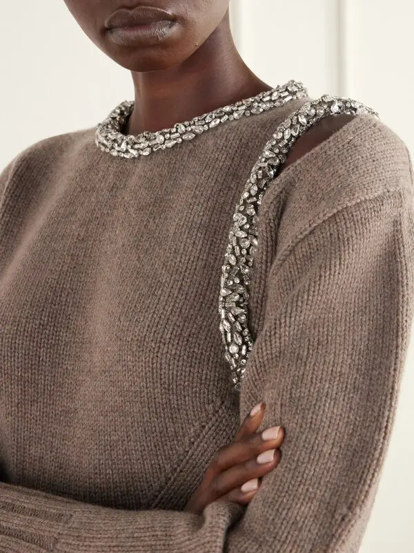 Simkhai Monroe Crystal-embellished Wool-blend Sweater