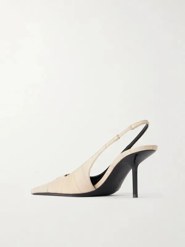 Saint Laurent Babylone 75 Logo-embellished Eel Slingback Pumps