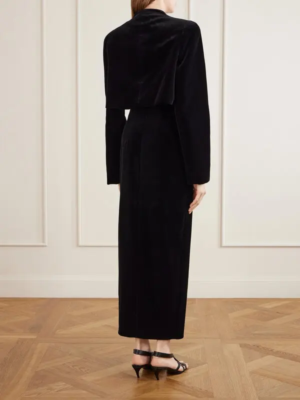 Khaite Samo Cropped Velvet Cotton-blend Jacket