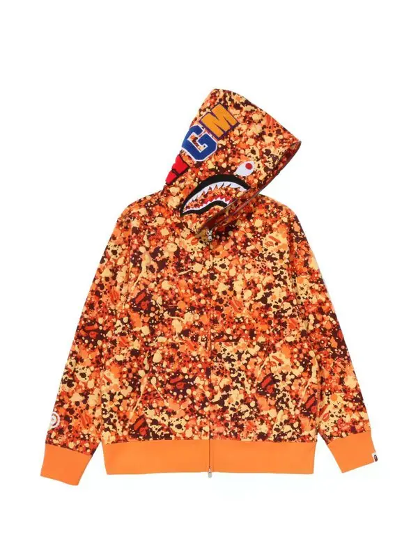 A BATHING APE Splash Camo Shark Full-zip Hoodie