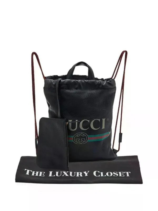 Gucci Leather Drawstring Backpack