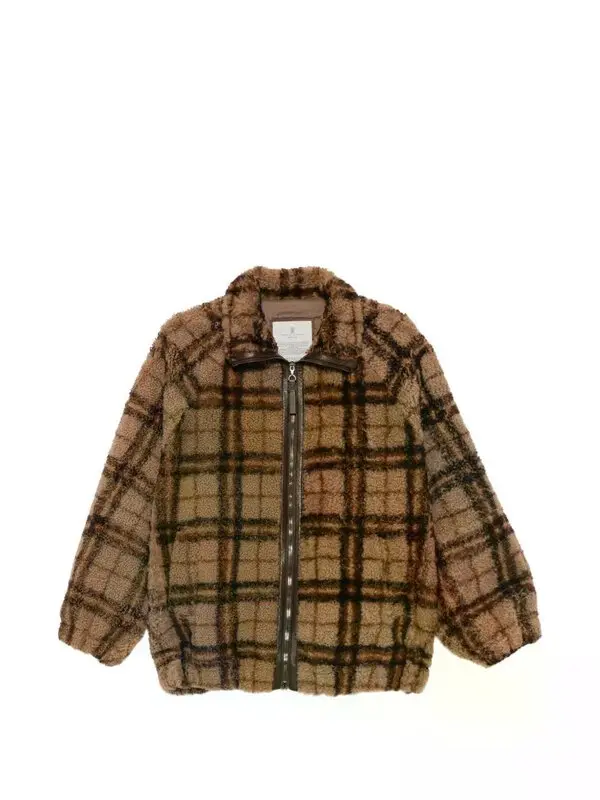 Brunello Cucinelli Check-pattern Shearling Jacket