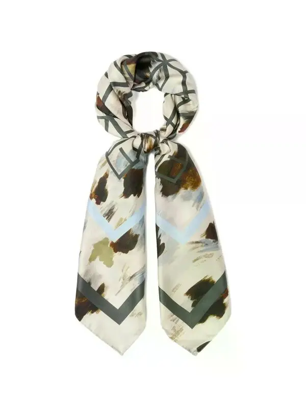 EMME Abstract-print Silk Scarf - Neutrals