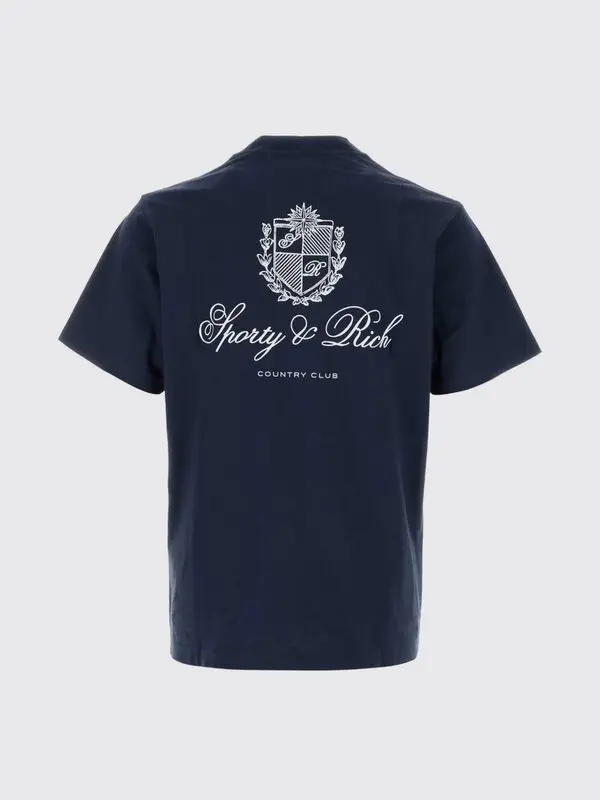 Sporty & Rich Cotton Crewneck T-shirt With Contrasting Logo Print On The Chest