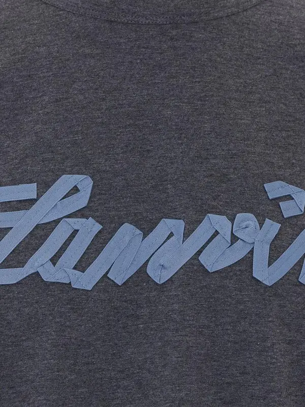 LANVIN Short-sleeved Cotton Crewneck T-shirt With Embroidered Logo