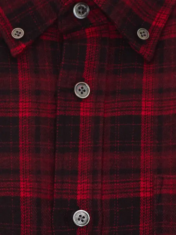DUNST Long-sleeved Check Shirt With A Button-down Collar - Red