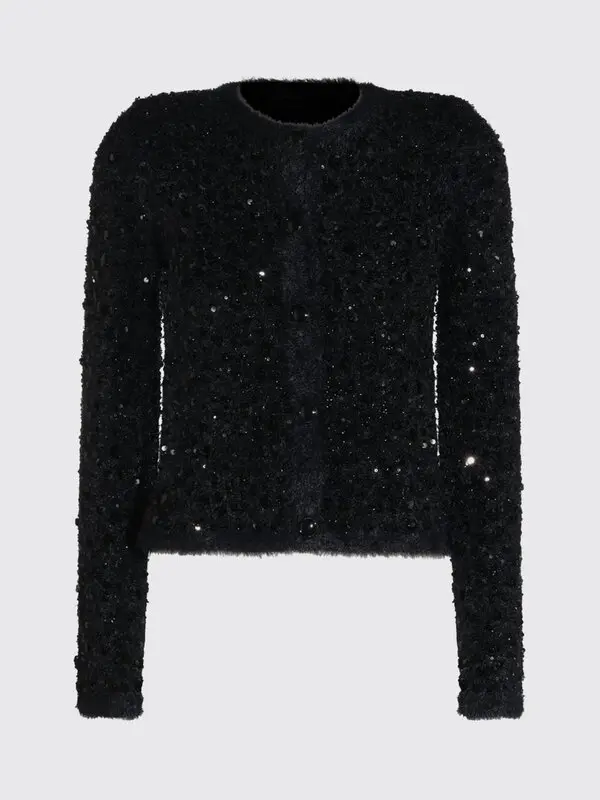 TWINSET All-over Sequin Embroidered Knit Crewneck Cardigan