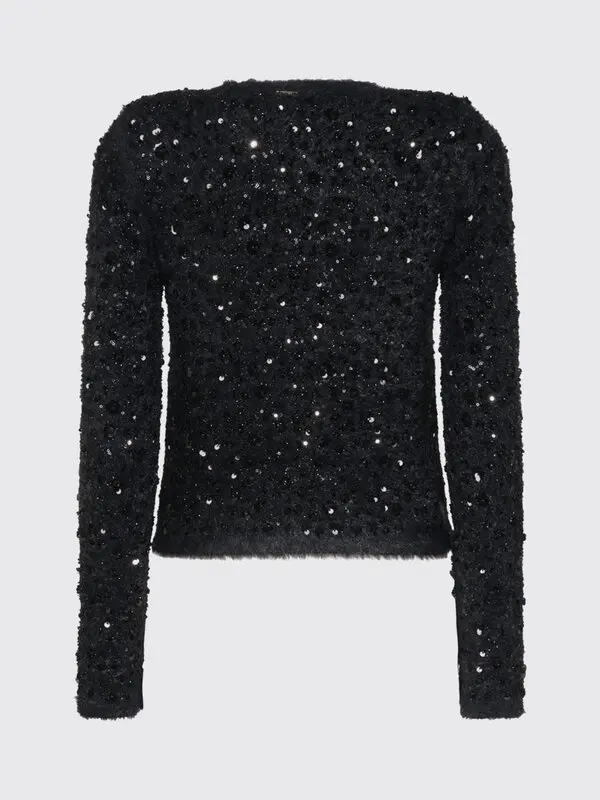 TWINSET All-over Sequin Embroidered Knit Crewneck Cardigan