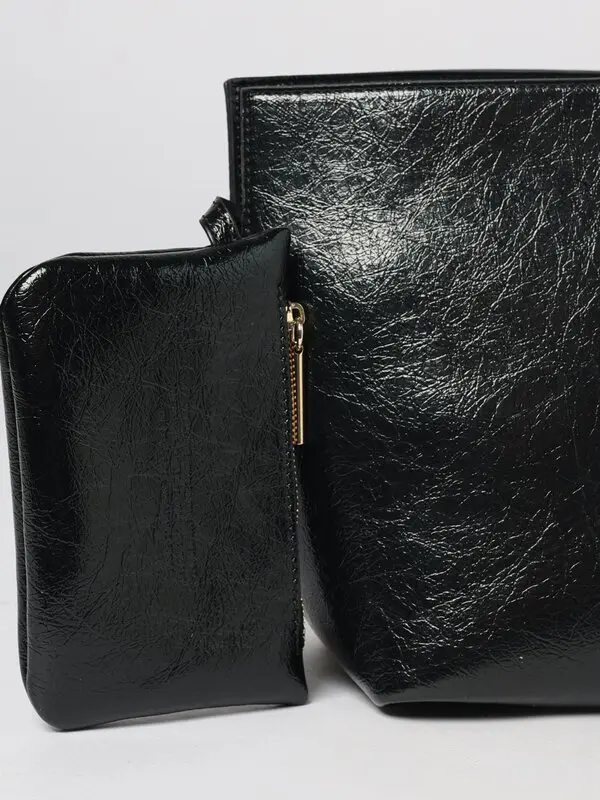 THEMOIRE Zoe Vegan Leather Clutch With Removable Strap And Pouch - Black