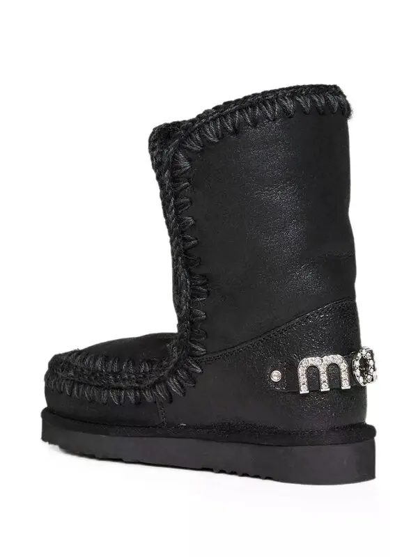 Mou Crochet-stitch Sheepskin Snow Boots