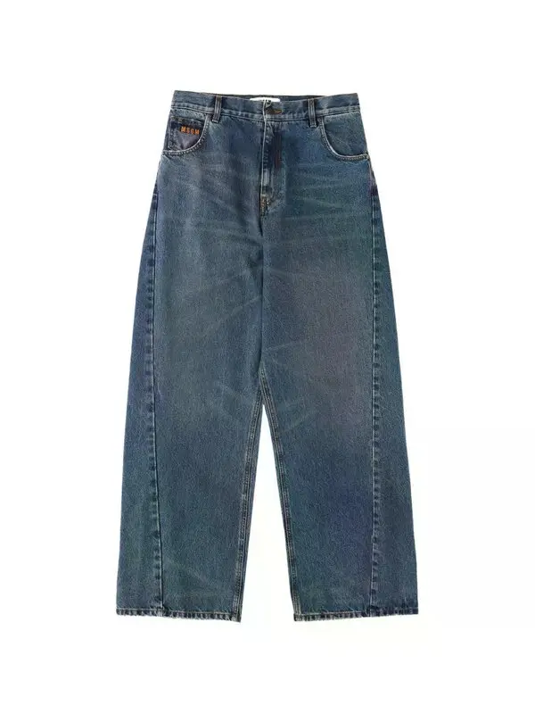 MSGM Faded Wide-leg Jeans - Blue